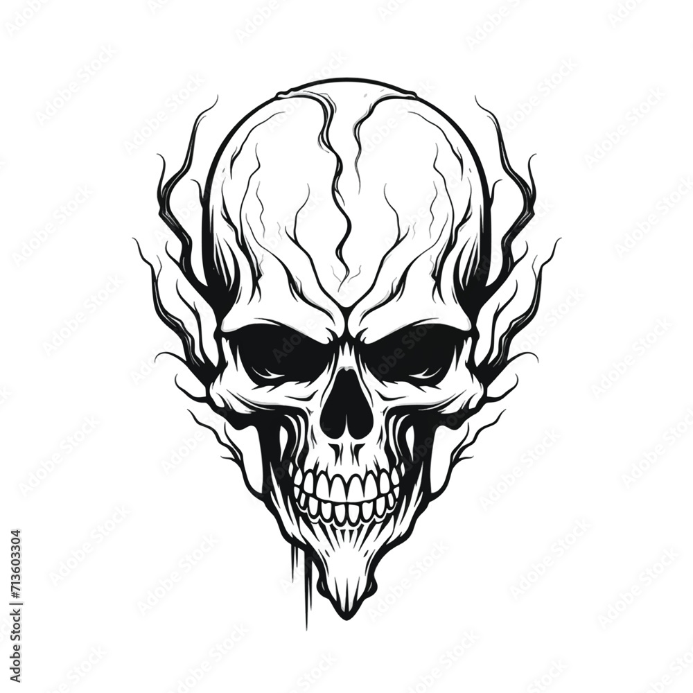 Cranium illustration drawing by hand skull and bones logo manatee skull ...