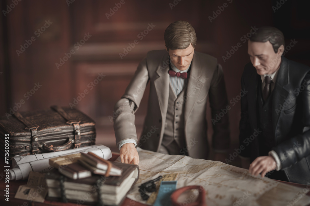 NEW YORK USA, JAN 29 2024: Indiana Jones and Marcus Brody studying a ...