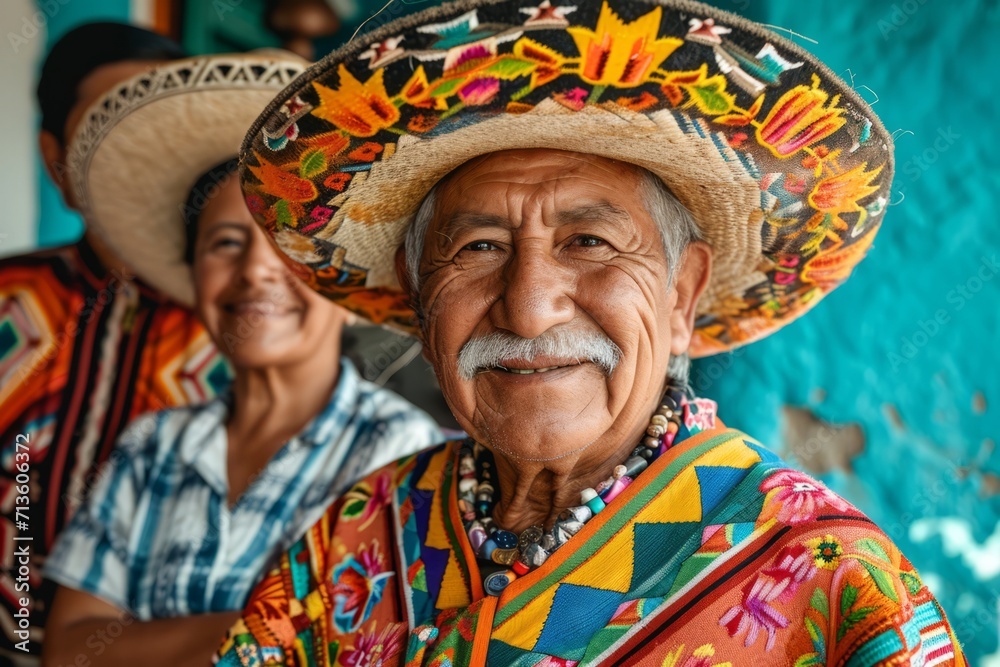 Happy mexican people in national clothes from history of Mexico ...