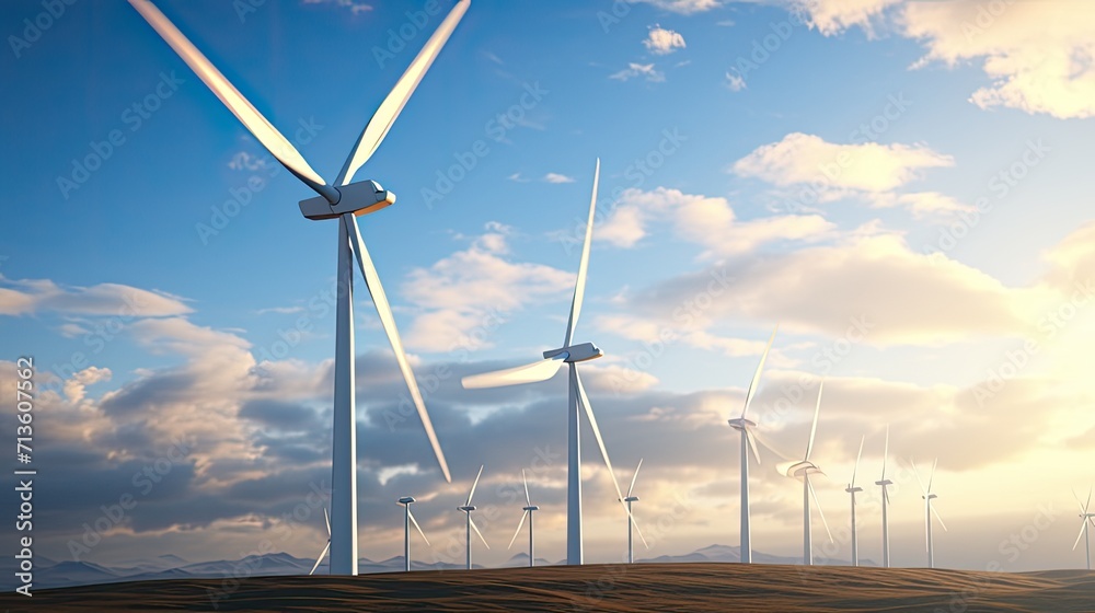 dynamic composition, capturing the movement of the wind turbine blades ...