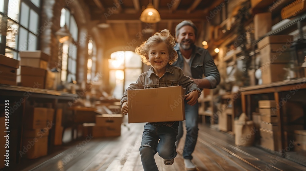 Joyful family moments at home. child's playful experience captured ...