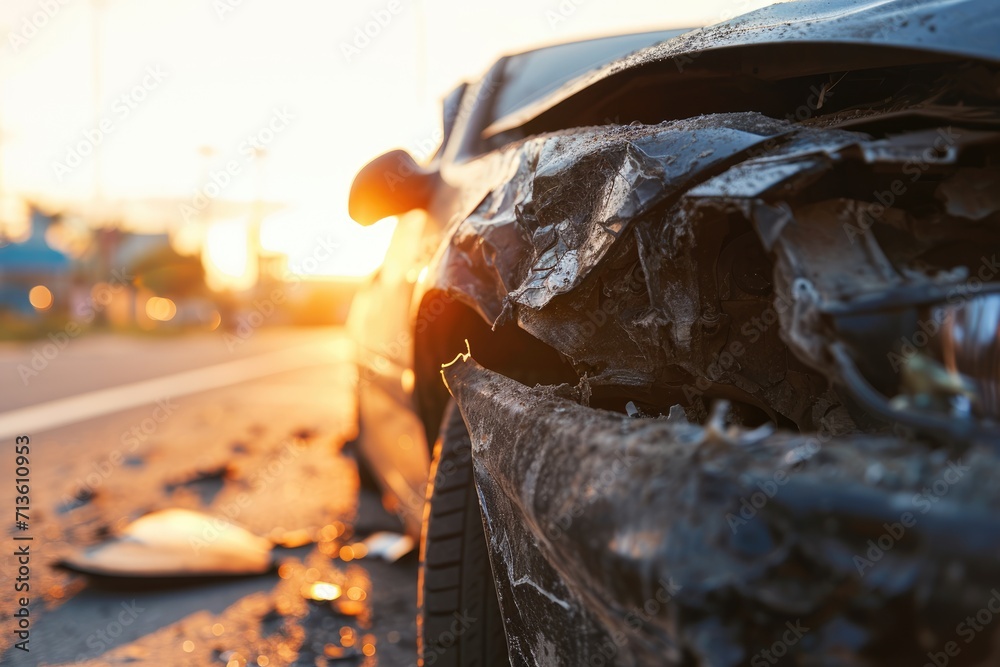 After the Impact: A Scene of Damaged Cars Following a Collision and ...