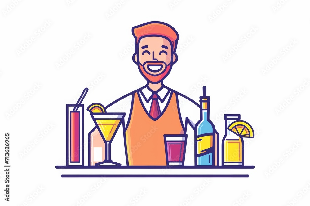 An animated bartender serves up refreshing drinks with a whimsical ...