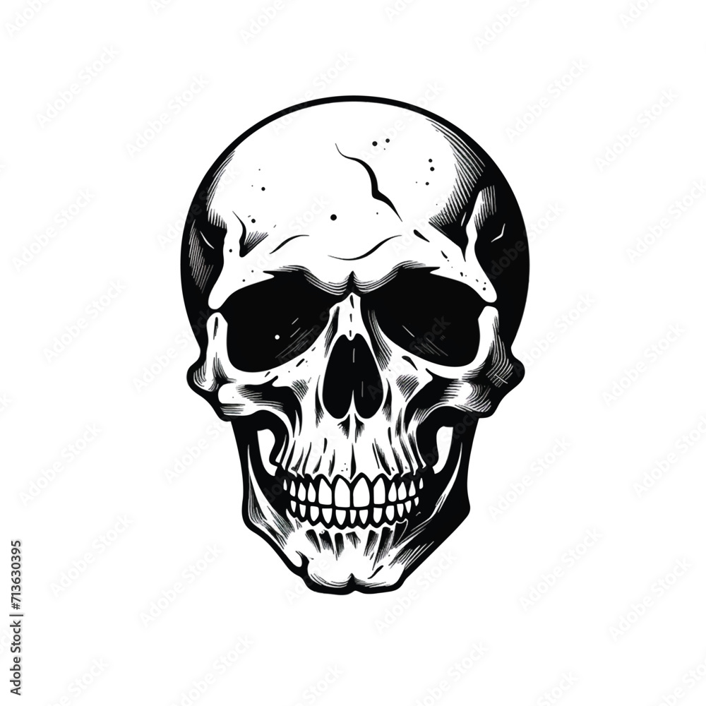 Easy hand to draw skull logo black and white icon exploded skull buying ...