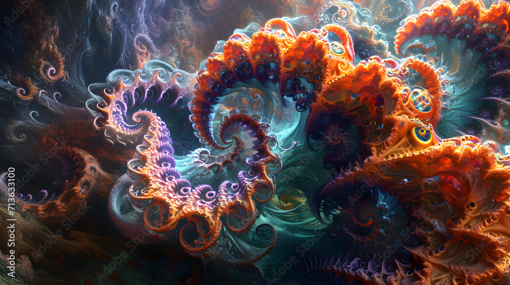 A mesmerizing display of vibrant marine invertebrates spiraling ...