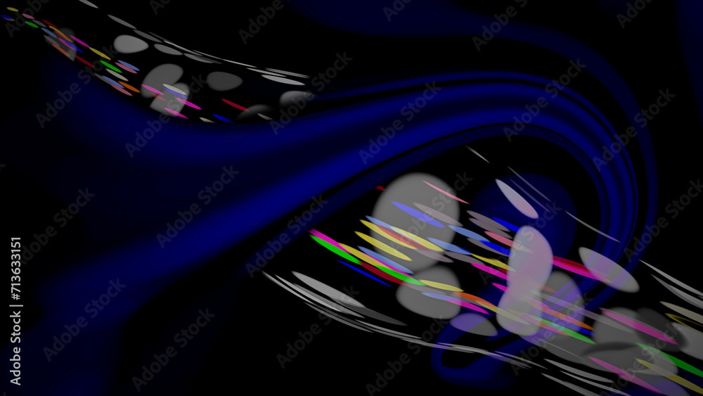 Abstract drawing. An empty transparent cavity through which particles ...