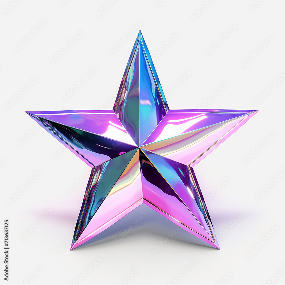 3d holographic stars set in y2k futuristic style isolated on dark ...