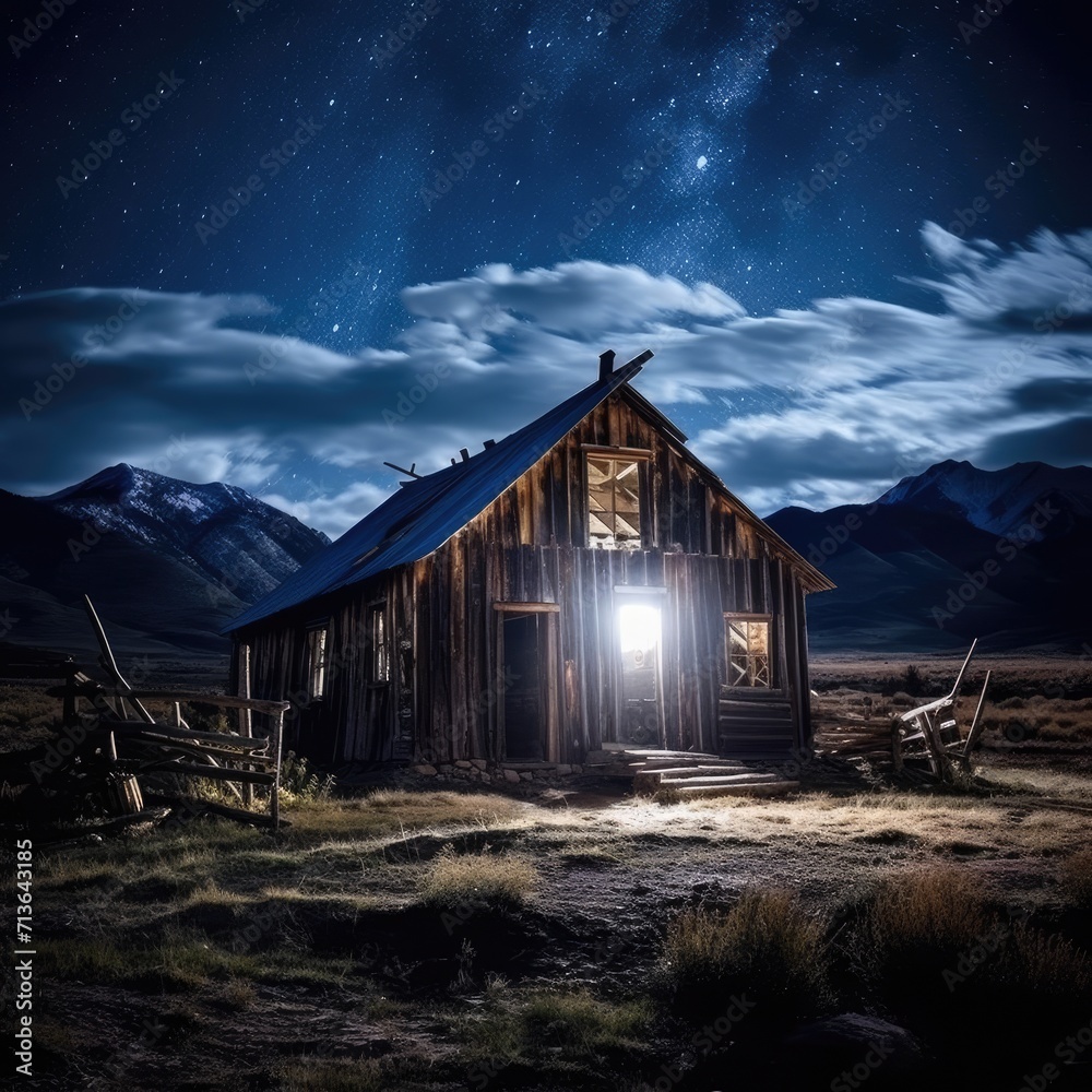 Foto de Wild West Town Photo Backdrop: Starry Night, Cactus Silhouettes ...