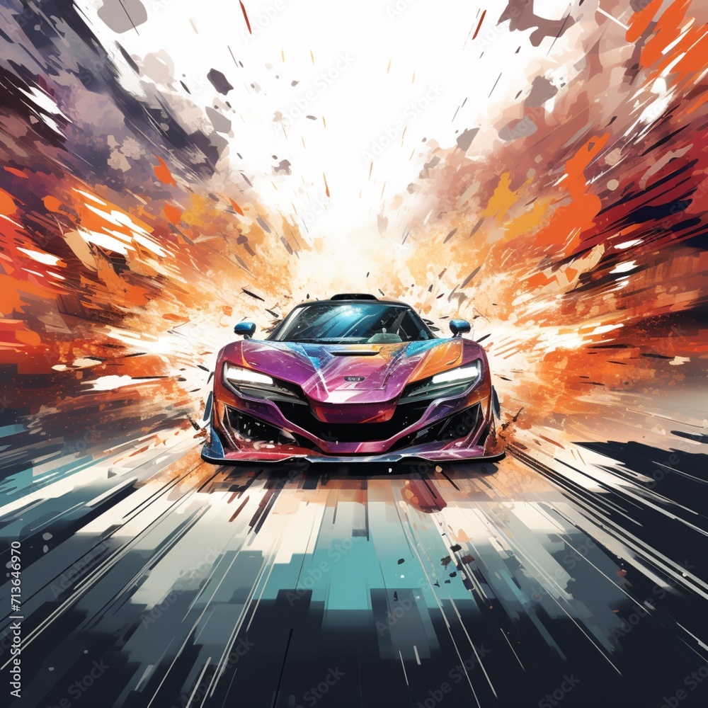 Best car game racing lighting background Illustration image Ai ...