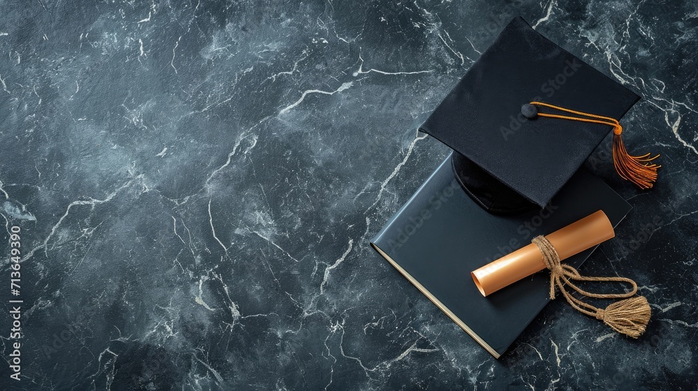 Student cap, graduation cap, diploma, banner: a triumphant celebration ...
