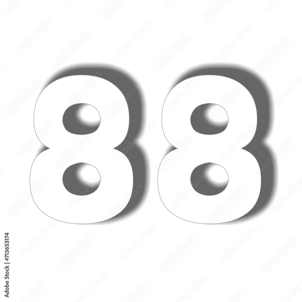 3D number 89 in white color sign symbol numbers for design elements ...