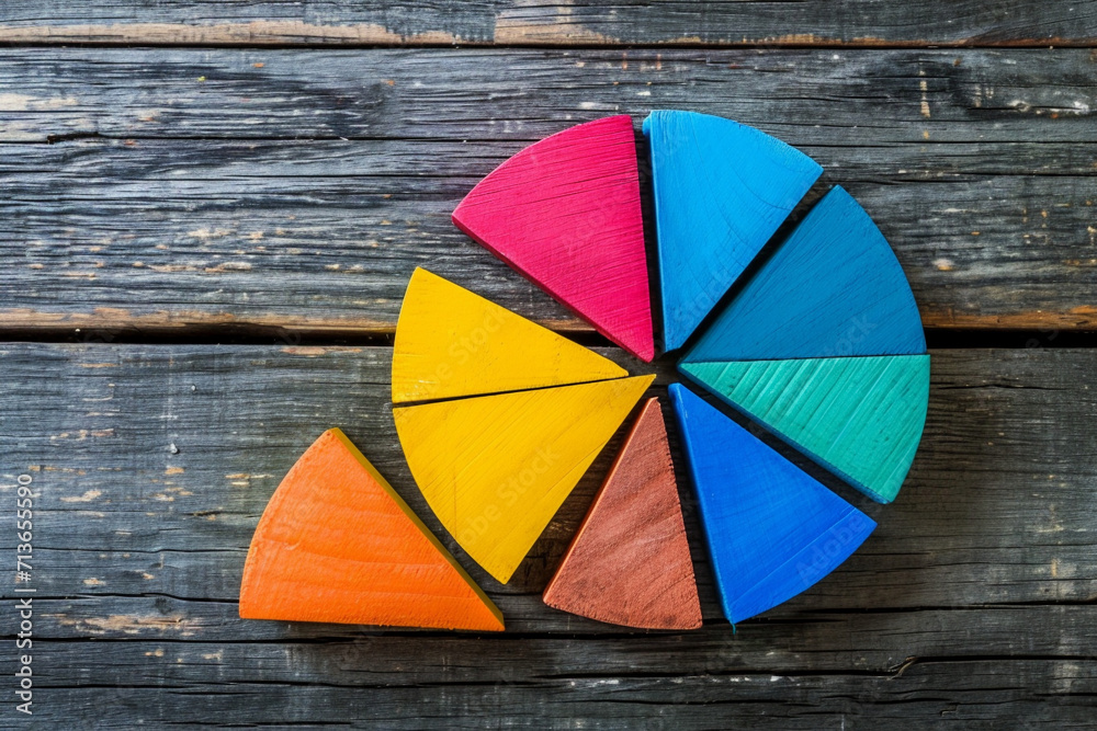 Сolorful math fractions on the wooden backgrounds. interesting math for ...