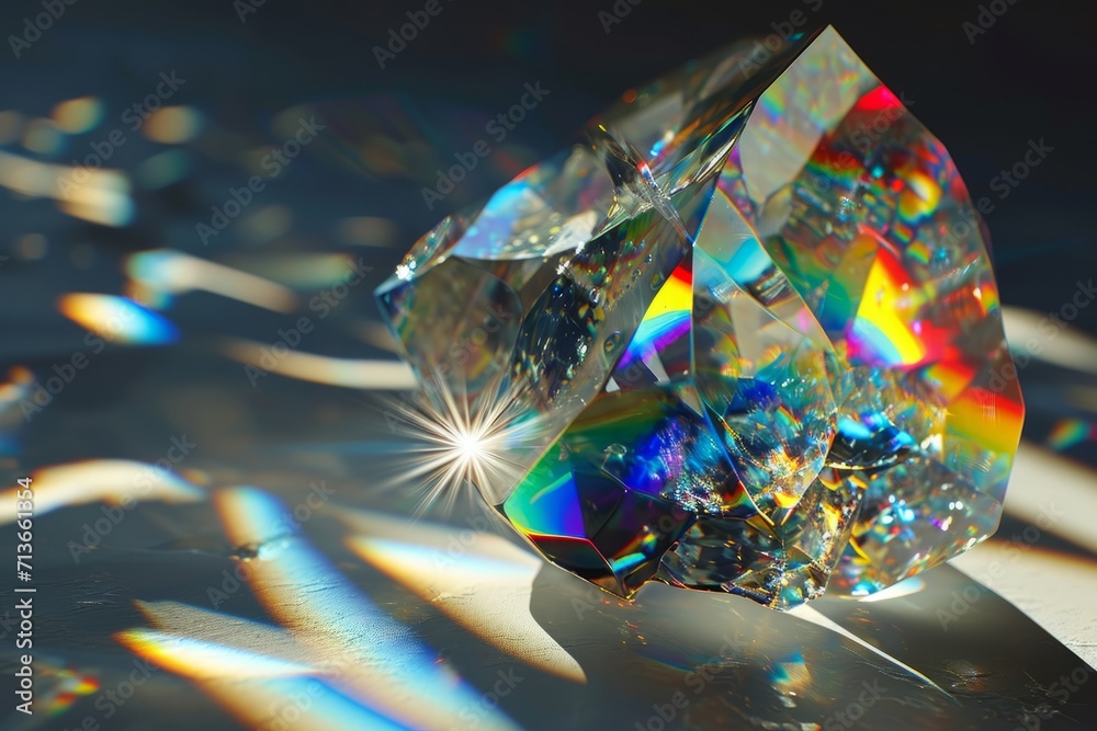 Luminous Geometrics: The Art of Crystal Refraction Stock Illustration ...