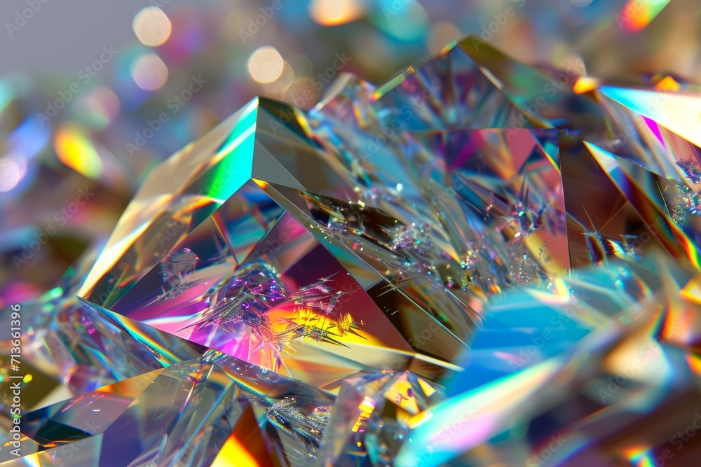 Holographic Crystal Patterns in Vivid 3D Render Stock Illustration ...