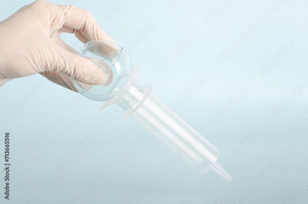 Bulb syringe, irrigation vacuum cleaner. Surgical instruments, isolated ...