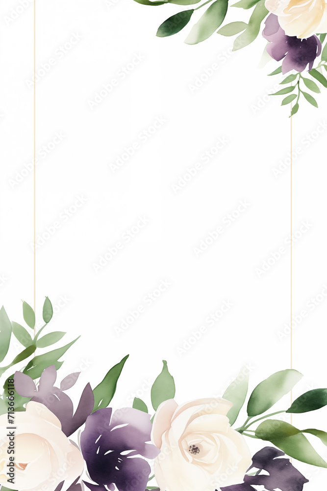 classy watercolor floral wedding invitation - frame border background ...