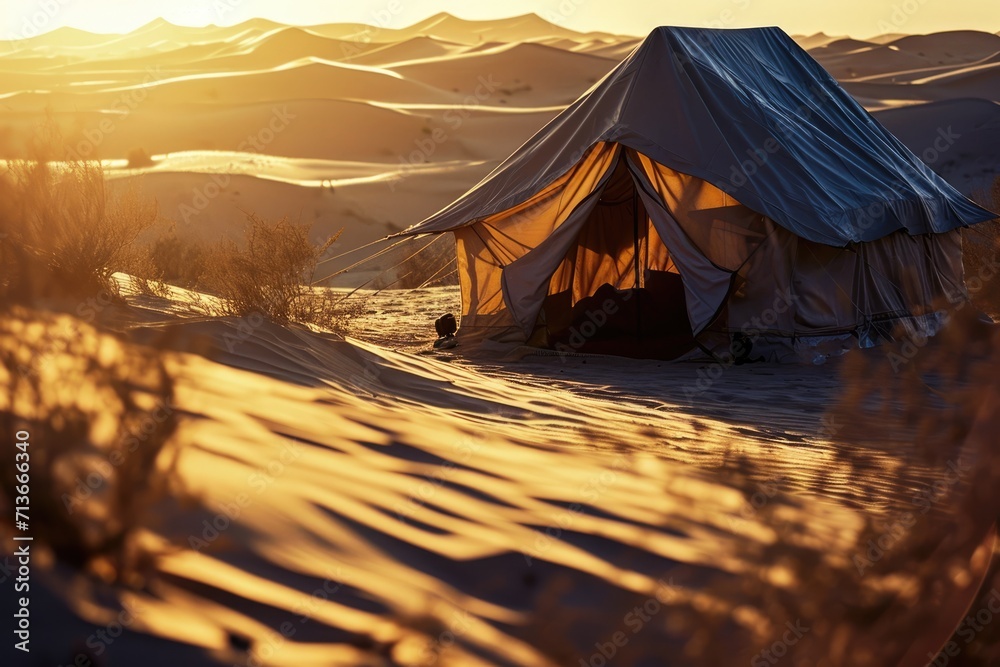Desert Retreat: A Couple Finds Tranquil Refuge Inside a Tent on a Sun ...