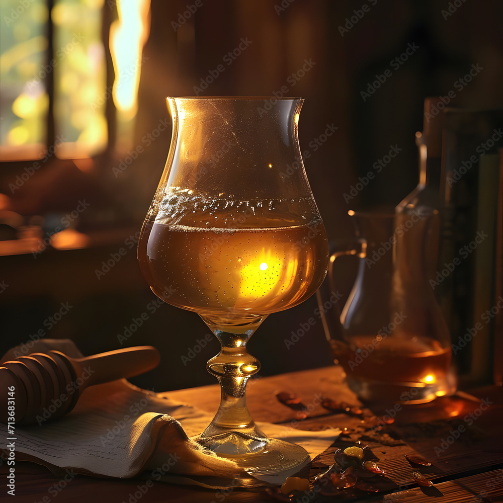 Prompt Tej, honey wine, in a berele glass, traditional brew, no fancy ...