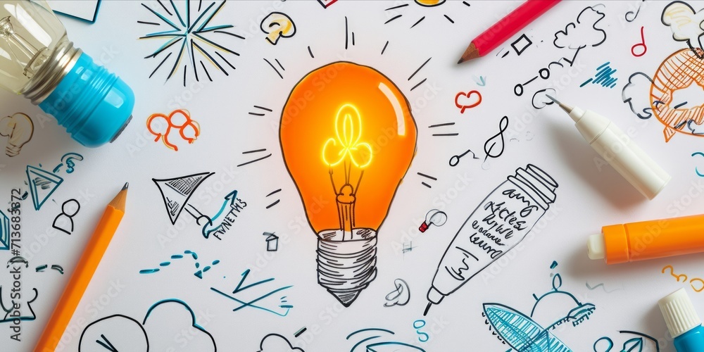 Business startup concept. Creative light bulb for business ideas ...
