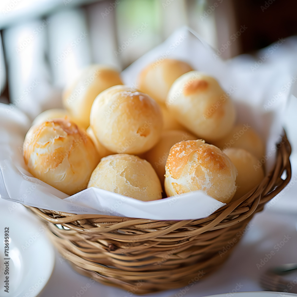 Prompt Dabo Kolo, small bread bites, snack style, in a simple basket ...