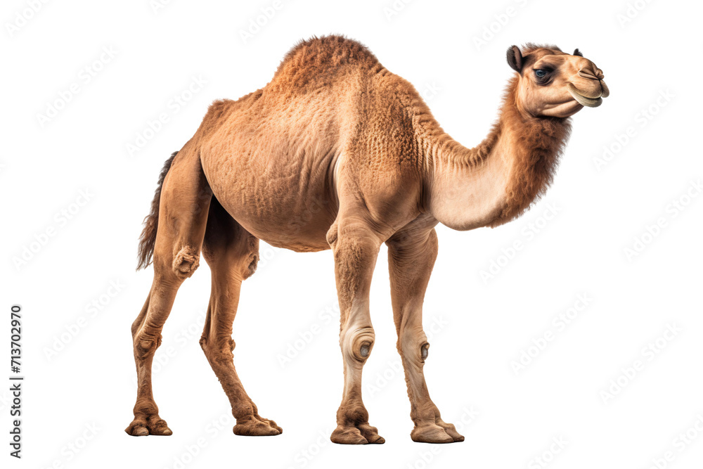 Portrait of a camel full body side view, isolated on transparent ...