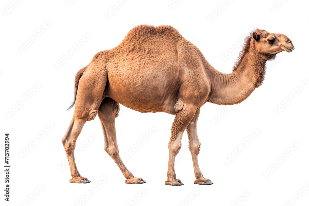 Portrait of a camel full body side view, isolated on transparent ...