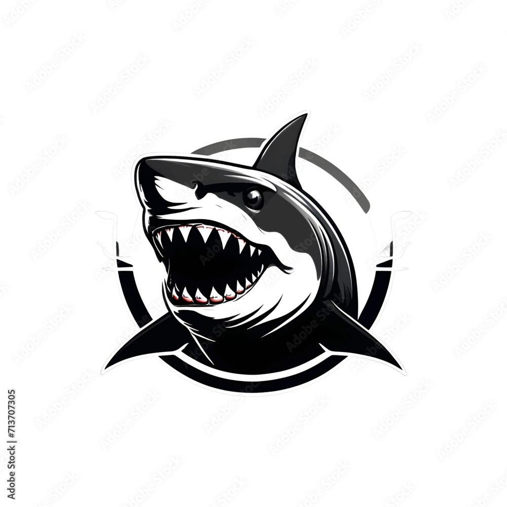 Side profile logo design of shark in black color. Generative AI. Stock ...
