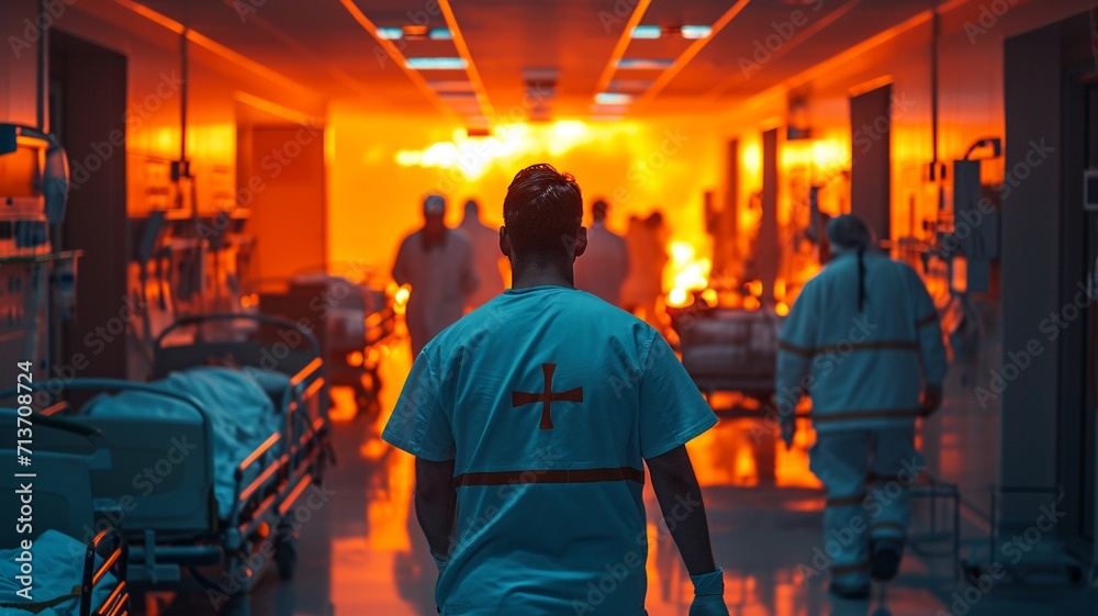 fire accident Inside the patient room of modern hospitals,generative ai ...