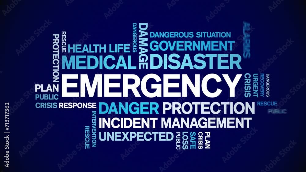 Emergency animated tag word cloud;text design animation kinetic ...