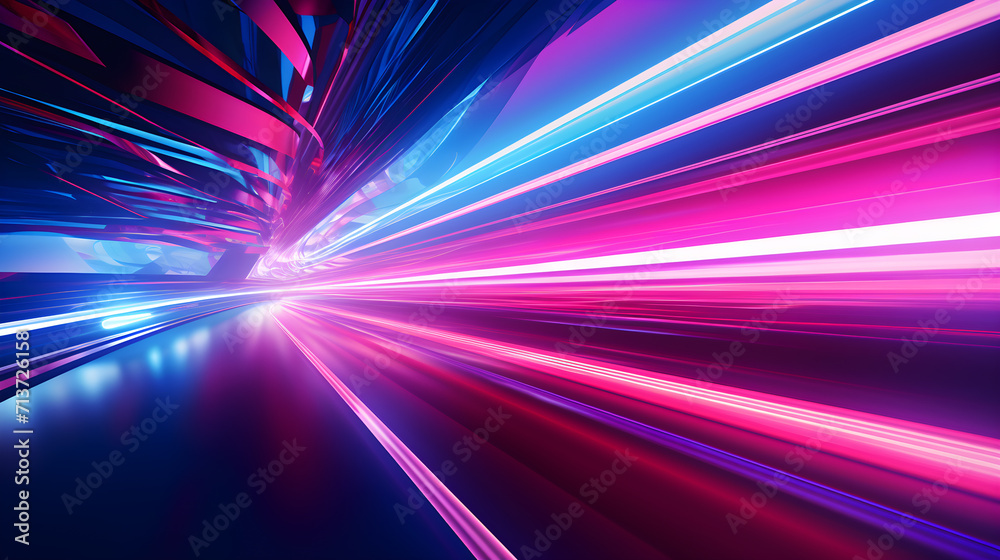 Electric Elegance: Hypnotic Speed and Motion Amidst Vivid Neon Lights ...