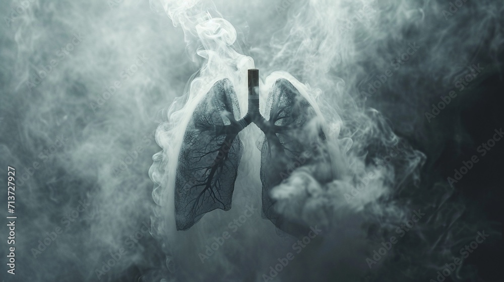 Dangerous cigarette smoke causing damage to lungs. Lung disease from ...