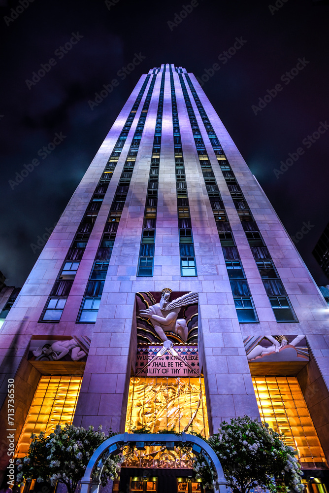Looking Up the Facade of 30 Rockefeller Plaza, the Centerpiece of ...
