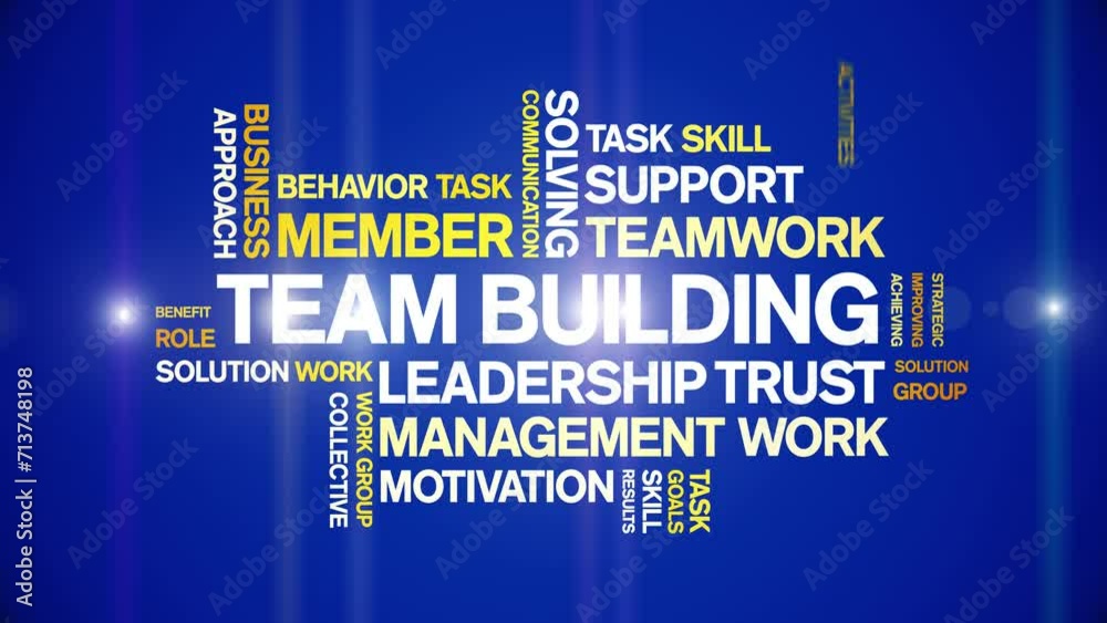 Team Building animated tag word cloud;text design animation kinetic ...