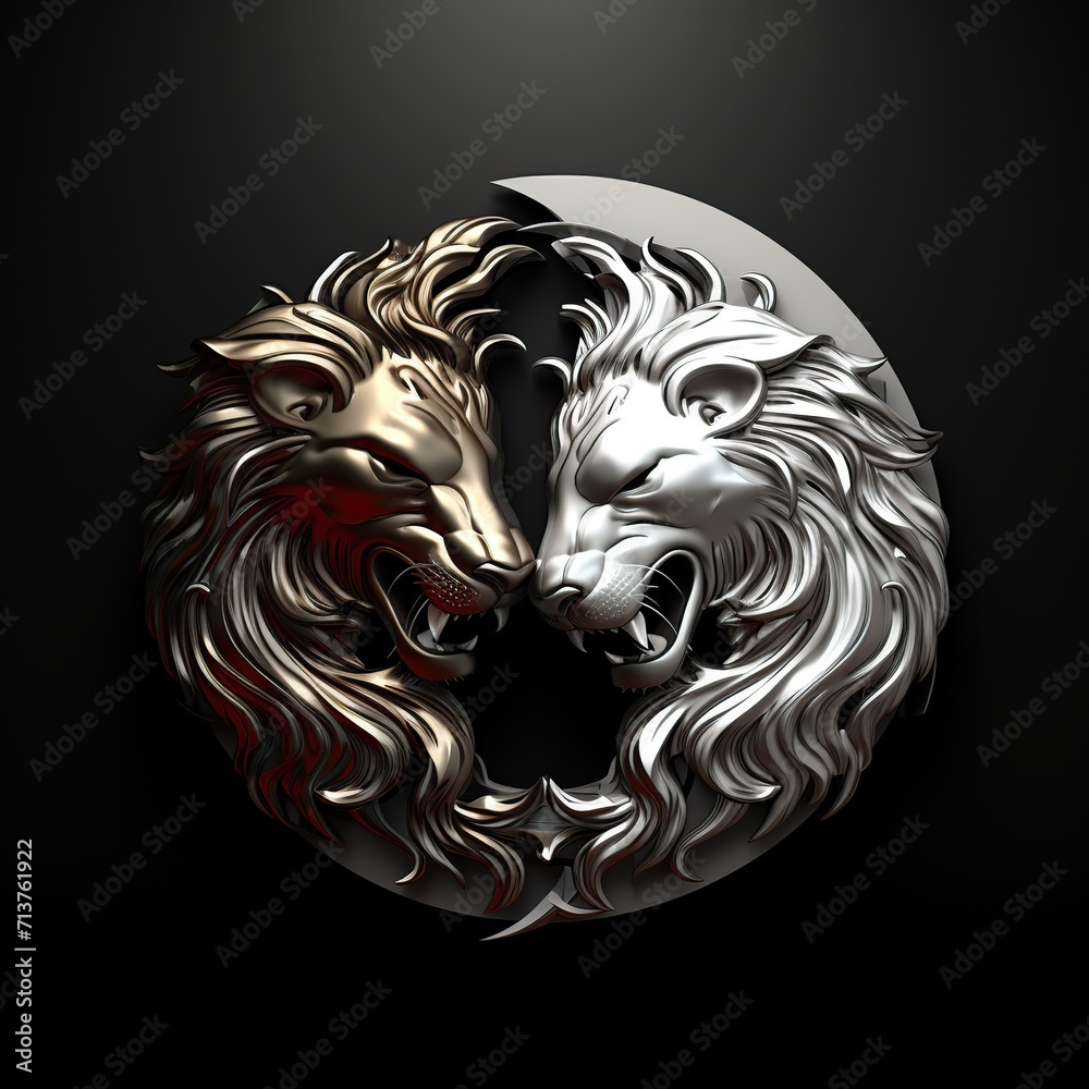 Metal lion symbol, best for 3D Printed Models. generative AI Stock ...