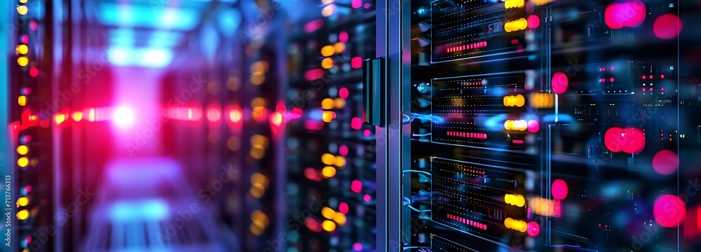 Data center and network devices in high performance operation Stock ...