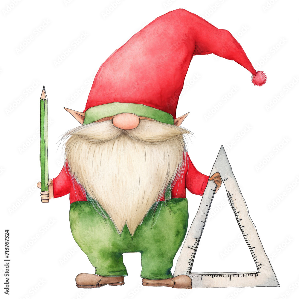 Back to school, Watercolor illustration of student gnome is holding a ...