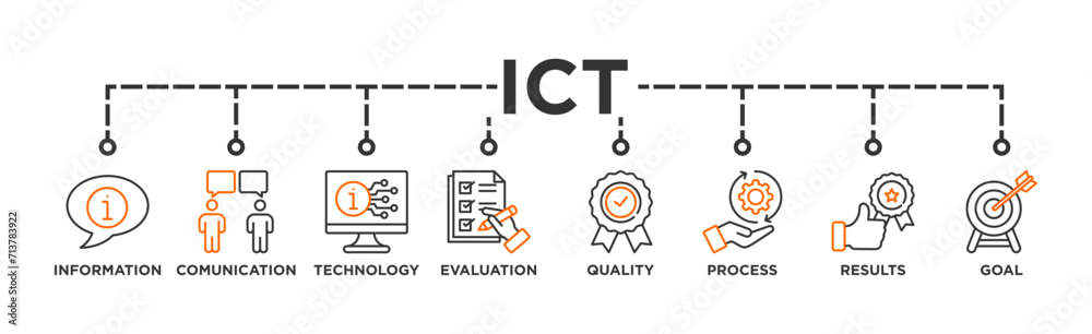 ICT banner web icon vector illustration concept for information and ...