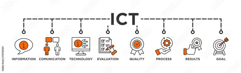 ICT banner web icon vector illustration concept for information and ...