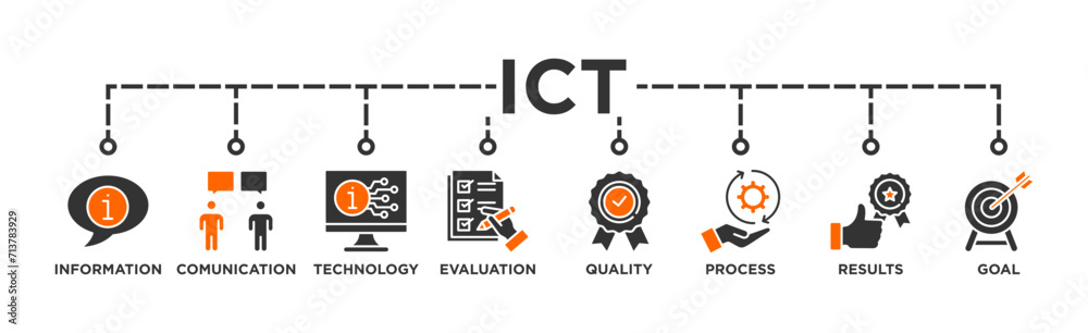 ICT banner web icon vector illustration concept for information and ...