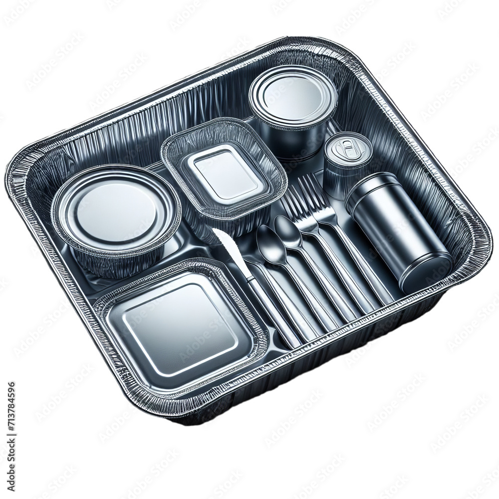 Disposable aluminum foil container dish cooking trays isolated on ...