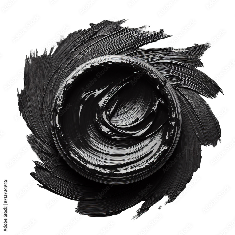 black oil paint on a transparent background. Handmade oil paint brush ...