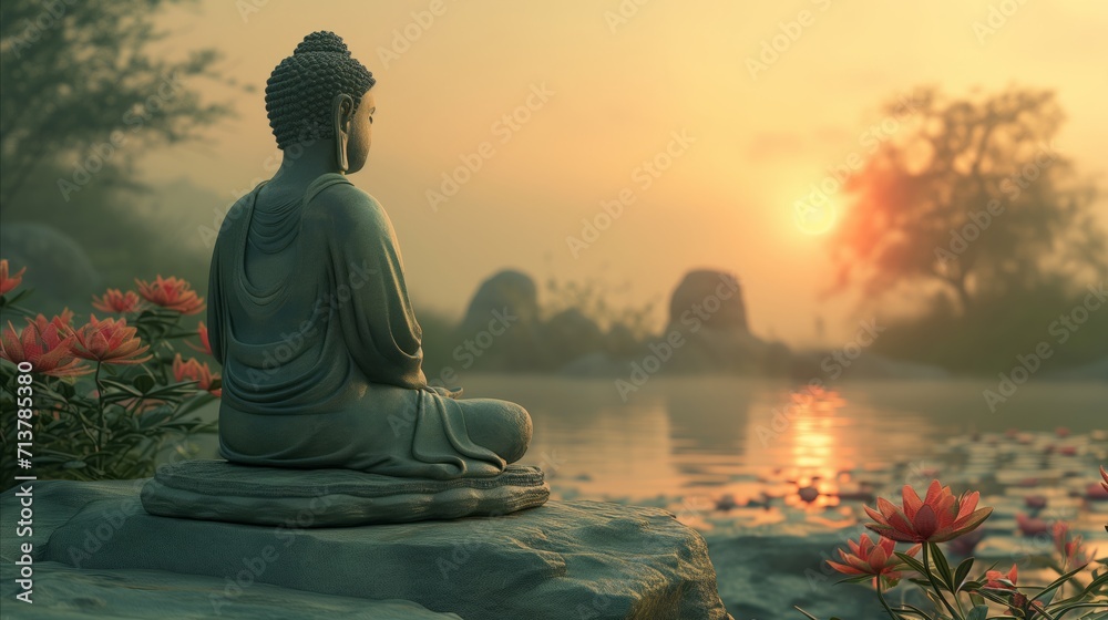 Buddha statue moments of spiritual reflection, tranquility, and the ...