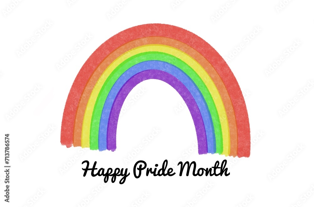 Hand drawn picture of rainbow. Happy Pride Month. White background ...