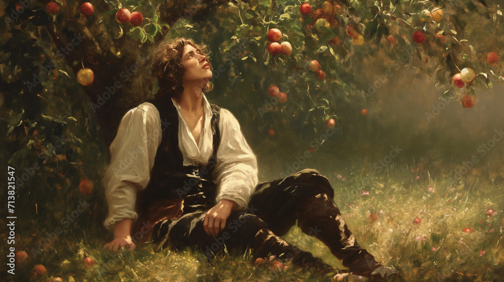 oil painting Isaac Newton discovered Newton's law of universal ...