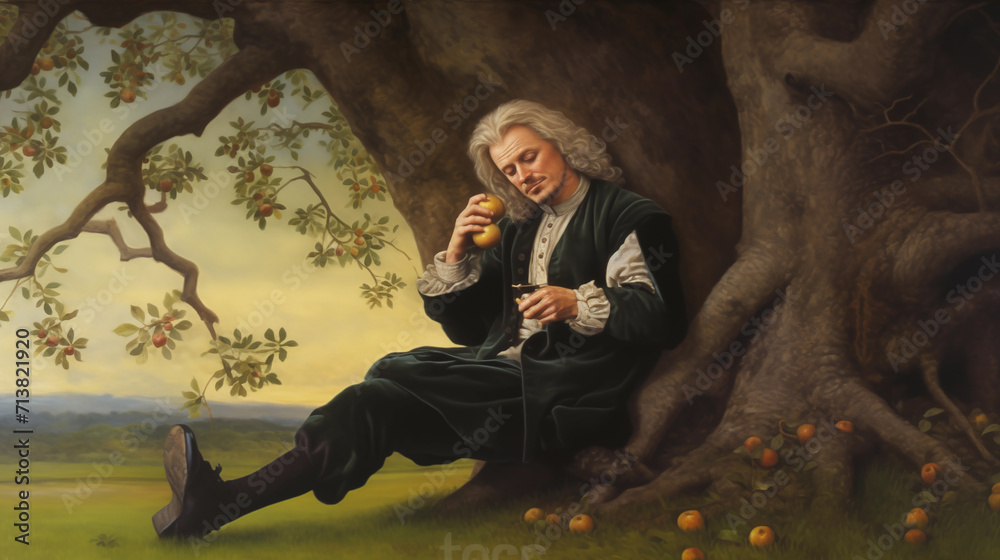 oil painting Isaac Newton discovered Newton's law of universal ...