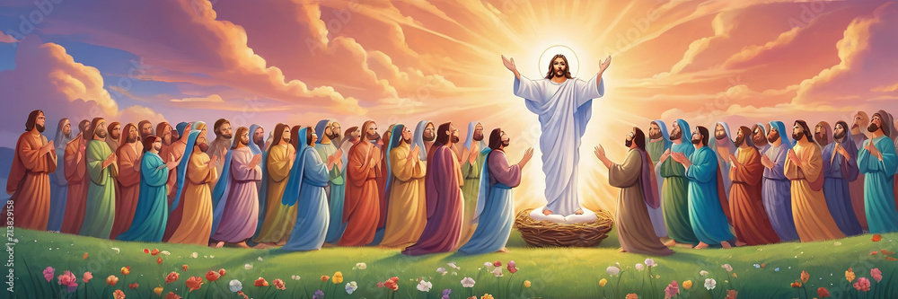 Religious significance of Easter, such as a scene depicting the ...