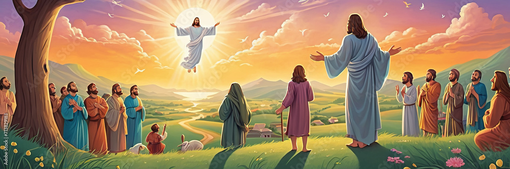Religious significance of Easter, such as a scene depicting the ...