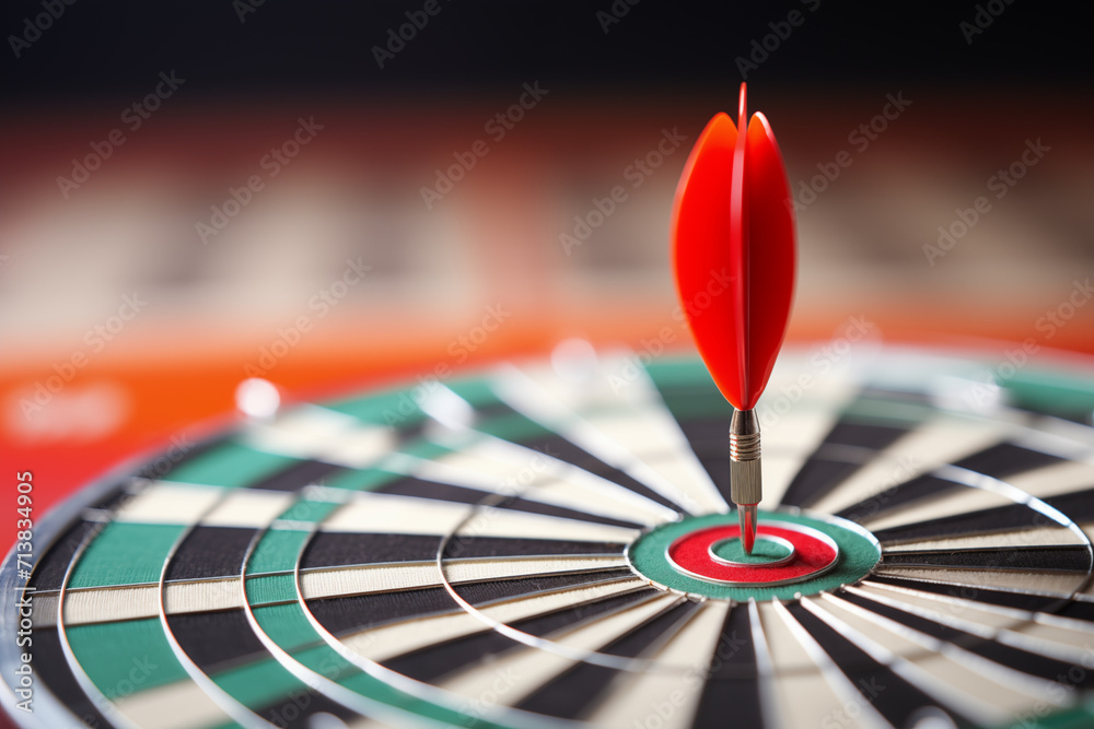 dart is embedded in the center of a dartboard. The dartboard is a ...