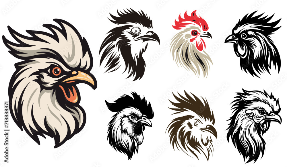 Rooster - vector set. Vector illustration ready for vinyl cutting Stock ...
