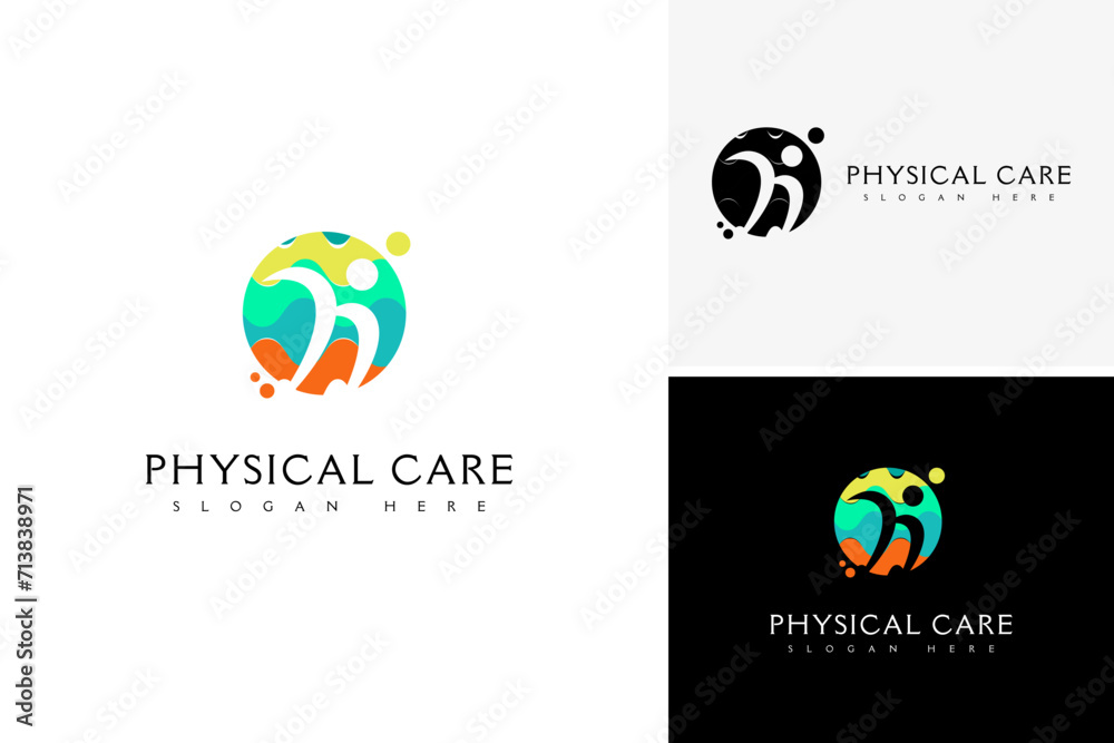 Vector colorful healthy people logo. Creative fitness sport active ...
